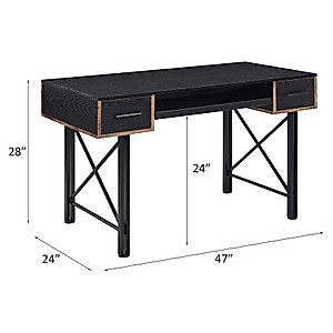 Acme Settea Wooden Top Computer Desk with 2 Drawers and Keyboard Tray in Black