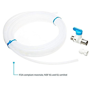 John Guest Ice Maker Connection Kit with Angle Stop Adapter Valve, Push to Connect Plastic Plumbing Fittings, White, ICE MAKER KIT