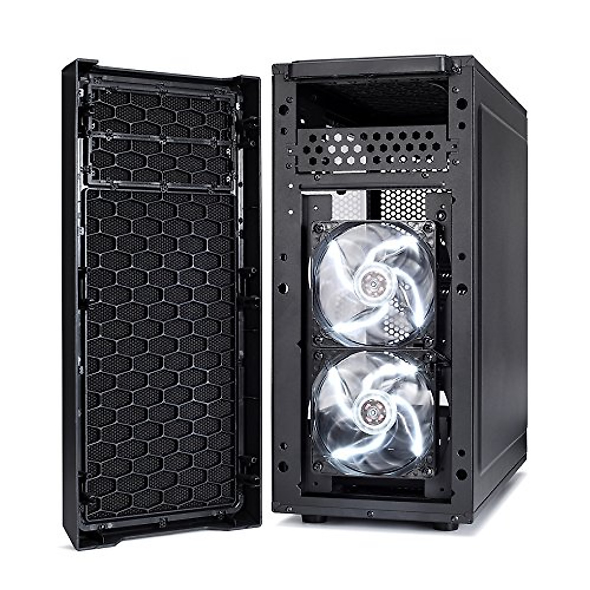 Fractal Design Focus G - Mid Tower Computer Case - ATX - High Airflow - 2X Fractal Design Silent LL Series 120mm White LED Fans Included - USB 3.0 - Window Side Panel - Black