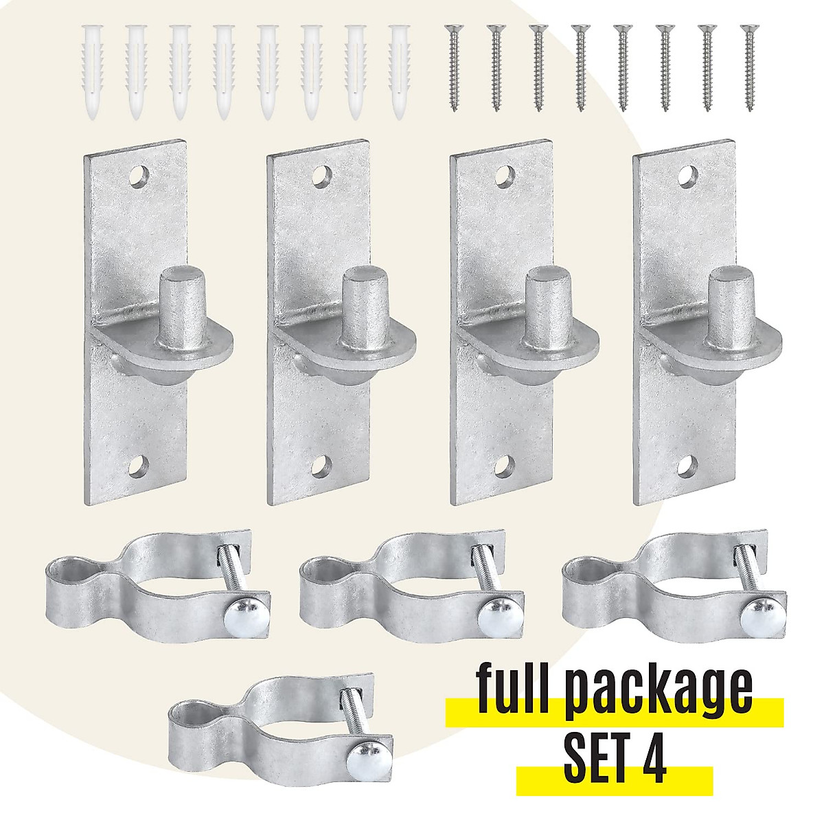 Heavy Duty Wall Mount Gate Hinge | Pipe Gate Hinge 2 Pack Chain Link Fence Gate Hinges Fence Post Chain Link Gate Hinge Pressed Steel Chain Link Fence Frame Hinge Outdoor Gate Hardware (4 Pack)