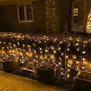 Dazzle Bright Christmas 200 LED Net Lights, 9.8 FT x 6.6 FT Connectable Mesh Lights with 8 Lighting Modes, Christmas Decorations for Indoor Outdoor Bush Yard Garden Decor (Warm White, Green Wire)