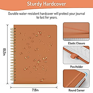 Forvencer Lined Spiral Journal Notebook with 300 Numbered Pages, B5 College Ruled Thick Journals for Writing with 100GSM Paper, Hardcover Notebooks with Contents for Work, School, Women, Men, Orange