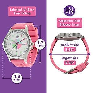 OWLCONIC Telling Time Teaching Clock - Bundled with Kids Watch. Learn to Tell Time Resources. Pink