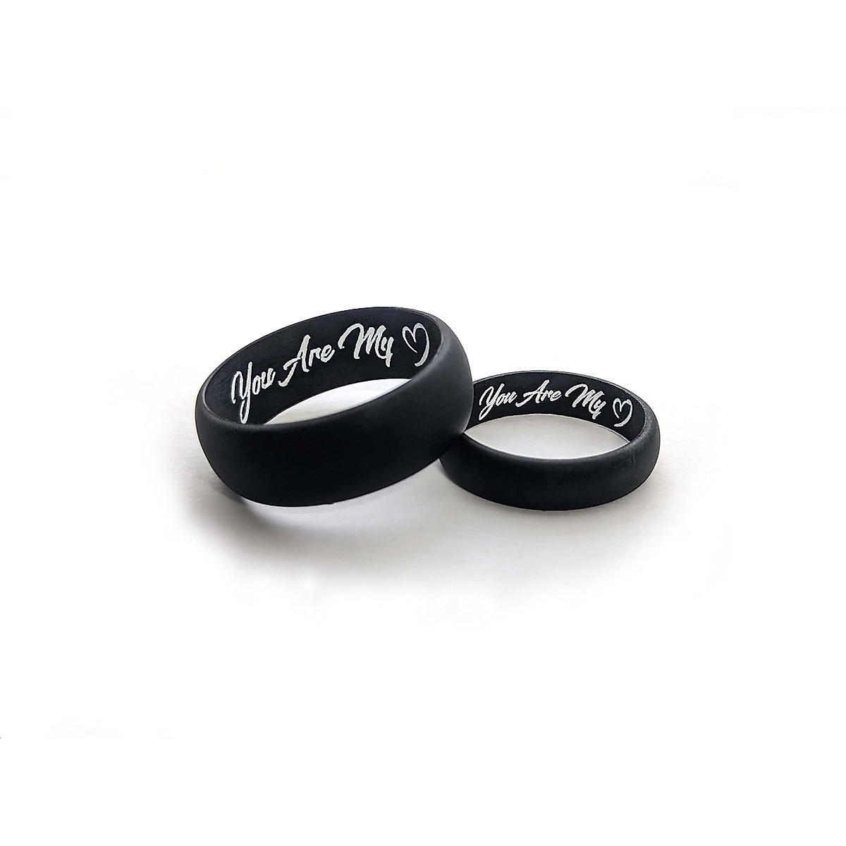 AERA CUSTOMIZED His & Hers Silicone Wedding Band Set - Engrave Any Text, Symbol, Image - Ships Next Day