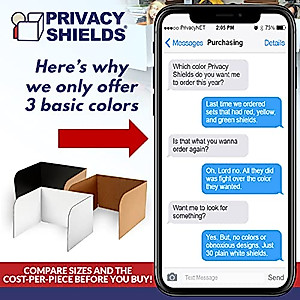 Window Shield - 30% More Student Workspace and 100% Thicker Than Most Brightly Colored "Pretty" Foreign-Made Privacy Shields (40-Pack) - Open Front Window - White - 13" (H) x 20" (W) x 17" (D)