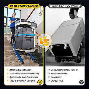 XSTO CT420C Powered Heavy Duty Track Stair Climbing Hand Truck, 926 lbs Load Capacity, Electric Semi-Automatic Stair Climber Cart for Material Handling