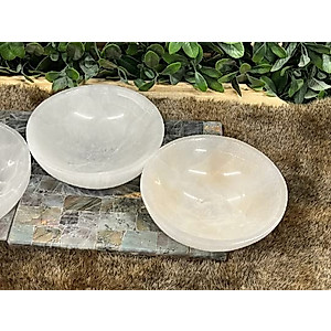 CrystalsAhoy Selenite Bowl, XL 5.5" - 6" Hand made Moroccan Selenite, Reiki Charged Moroccan Selenite XL 6-Inch Charging Station Extra Large Crystal Bowl…
