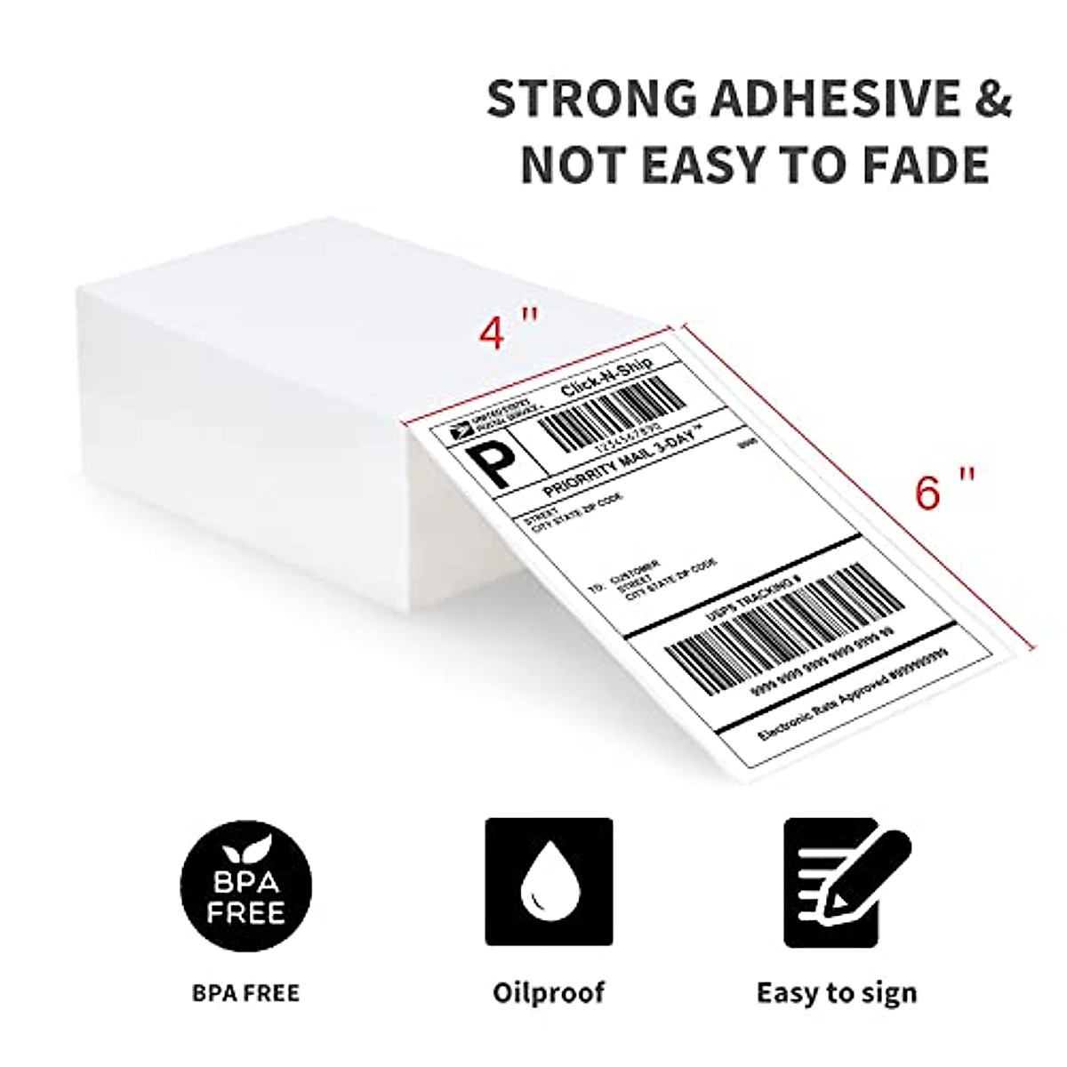 L LIKED 4x6 Direct Thermal Labels, 500pcs Perforated Fanfold, Compatible Zebra & Rollo Printers