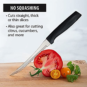 Rada Cutlery Anthem Series Tomato Slicing Knife Stainless Steel Blade with Ergonomic Black Resin Handle, 9 Inches