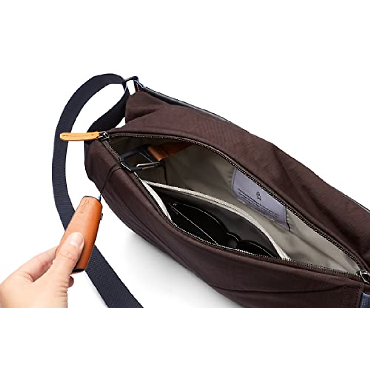 Bellroy Sling Bag - Premium (Leather & Fabric Unisex Crossbody Bag) - Deep Plum