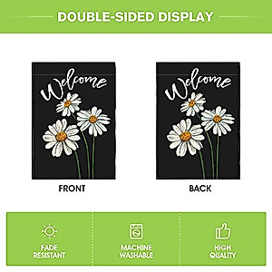 AVOIN colorlife Welcome Daisy Garden Flag 12 x 18 Inch Double Sided, Spring Summer Seasonal Holiday Yard Outdoor Flag