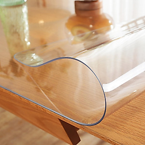 Warmstar Clear Table Cover Protector 24 x 48 Inch, 2mm Thick Plastic Table Cover Rectangle,PVC Clear Table Protector,Desk Protector Mat for Kitchen, Dresser, Writing Desk，Dining Room Table