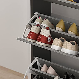 Homsee Shoe Storage Cabinet with 3 Drawers and 1 Door, 3-Tier Wood Shoe Rack Organizer for Entryway, Hallway & Closet, Black and Dark Grey (47.2”L x 9.4”W x 47.2”H)