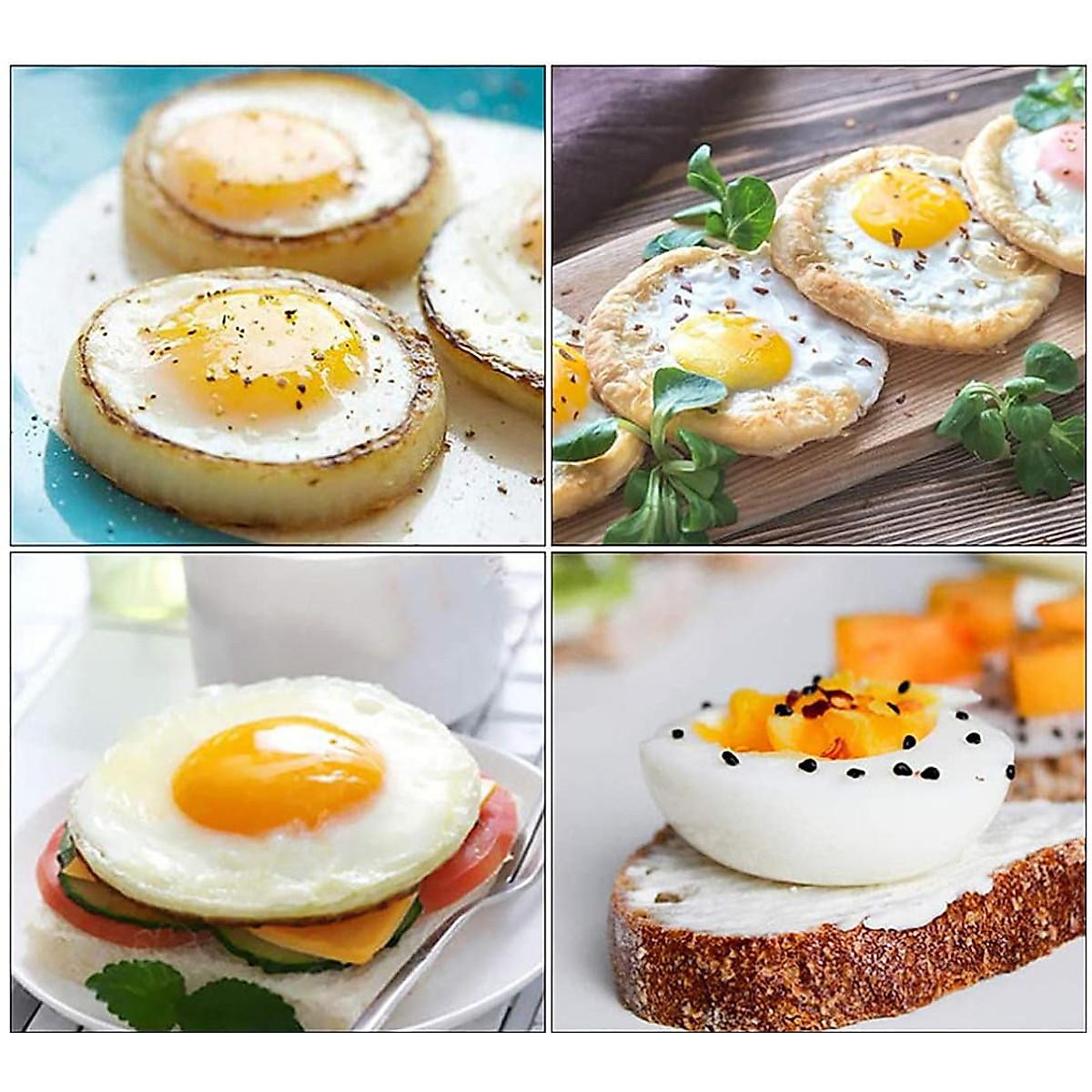 QRZLP Egg Ring, 6PCS 3" Non Stick Stainless Steel Egg Mold Omelet, Professional Pancake Mold Ring with Handle for Breakfast, Mini Pancakes, and Fried Eggs.
