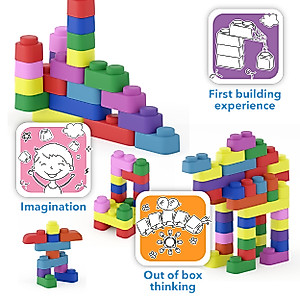 Far far land -Super Soft Building Blocks for Toddlers Ages 1-3 Years– Teaches & Enhances Creativity and Fine Motor Skills- STEM Building Set - 71 Pieces