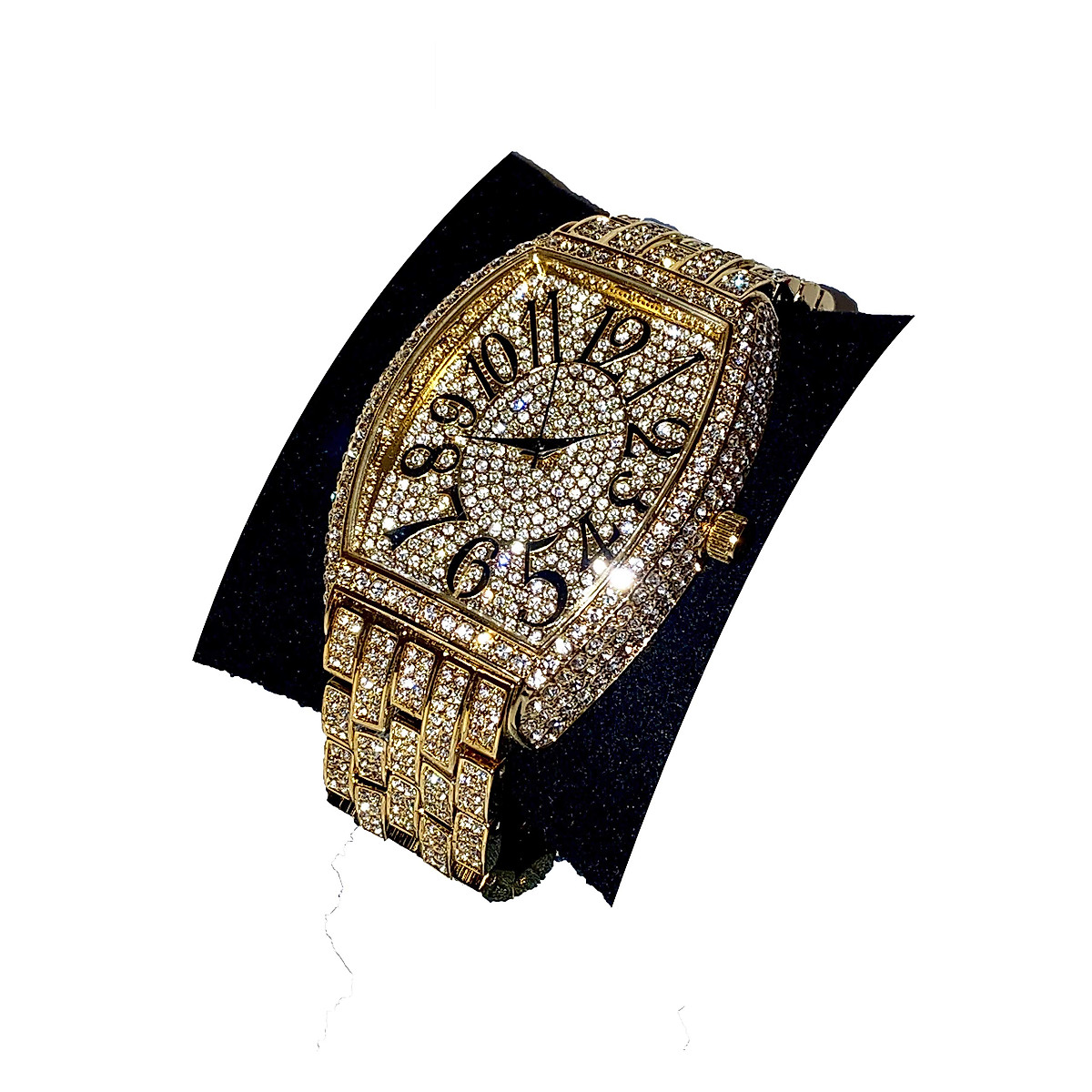 Men's Wrist Watch Band Luxury CZ Diamond Iced Out Watch Gold Numeric Rectangle Square Dial Watch For Men Women Hip Hop Rapper Choice, Men Watch, Mens Jewelry, Iced Watch Custom Fit, Bust Down Watch