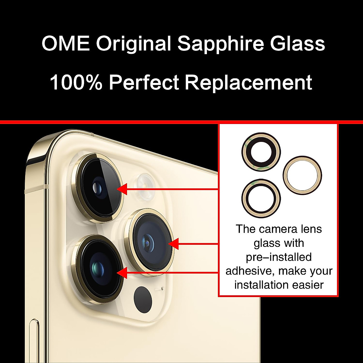 2PCS ASDAWN Back Rear Camera Lens Glass Replacement for iPhone 14 Pro Max and 14 Pro Camera Glass Lens Replacement with Pre-Installed Adhesive + Repair Tool Kit + Installation Manual