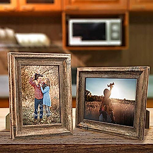 ZBEIVAN 2-Pack 5x7 Picture Frames Set Vintage Brown Family Art Rustic Photo Frame for Tabletop Stand or Wall Hanging