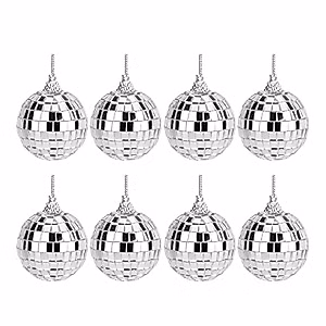 Mirror Disco Balls Set - Silver Disco Party Decoration Bright Reflective Mirror Christmas Balls Easy to Hang Suitable for Christmas, Wedding, Family Party Decoration (8)