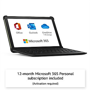 Fire HD 10 tablet, 64 GB, Olive + Bluetooth keyboard + 12-month Microsoft 365 Personal subscription for up to 5 compatible devices (auto-renews)