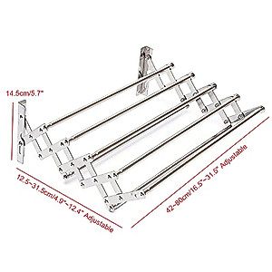 Headery Foldable Stainless Steel Wall Drying Rack Clothing for Laundry,Multifunctional Shelf Towel Storage Rack with Accordion Retractable for Laundry/Bathroom (Silver)