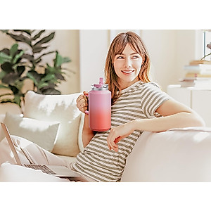 Meoky 50 oz Tumbler with Handle, Stainless Steel Vacuum Insulated Tumbler with Lid and Straw, Keeps Cold for 36 Hours, 100% Leak-proof, BPA-Free (Flamingo)