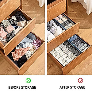 Compartment Storage Box,Sock And Underwear Drawer Organizers Divider, Closet Socks Organizer And Storage Boxes For Lingerie, Bra, Undies-Khaki-24grid