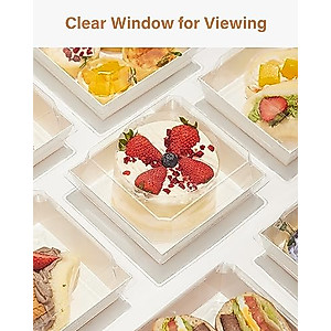 Kootek 50 Pack Paper Charcuterie Boxes with Clear Lids, 5.7 Inches Disposable Individual Food Containers Dessert Bakery Box for Sandwich, Slice Cake, Cookies, Hot Cocoa Bombs, Strawberries