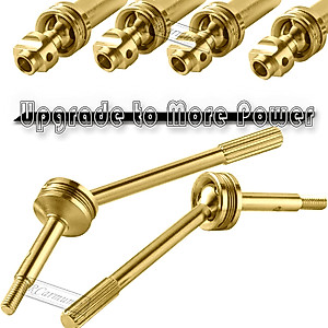 Rcarmumb CVD Upgrades Part for 1/10 Rustler VXL 4X4,Stampede VXL 4X4,Slash VXL 4X4 Platinum Ultimate,Hoss VXL 4X4 4WD RC, Alloy Front Rear Stainless Steel #45 Axle with Red Hex,Gold