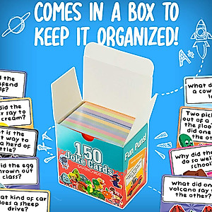 150 Joke Cards for Kids - Lunchbox Notes - Inspirational Motivational Cards for Children - Jokes and Puns for Boys and Girls - Great for Parties, Schools, Bake Sales, Picnics