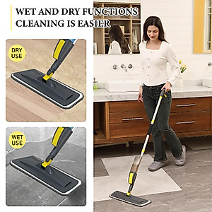 NileHome Mops for Floor Cleaning, Spray Mop with 400ml Refillable Bottle and 2 Replacement Pads Dry Wet Floor Mop for Household or Commercial Use Dust Mop for Hardwood Laminate Tile Ceramic