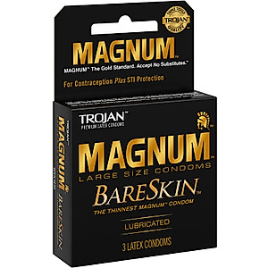 TROJAN Magnum Bareskin Lubricated Condoms 3 ea (Pack of 12)