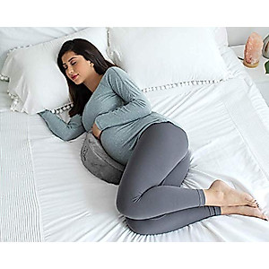 PharMeDoc Pregnancy Pillows for Sleeping Wedge Pillow, Maternity Pillow,Belly Wedge Memory Foam, Pregnancy Must Haves, New Mom Gifts for Women, Velvet Grey Cover