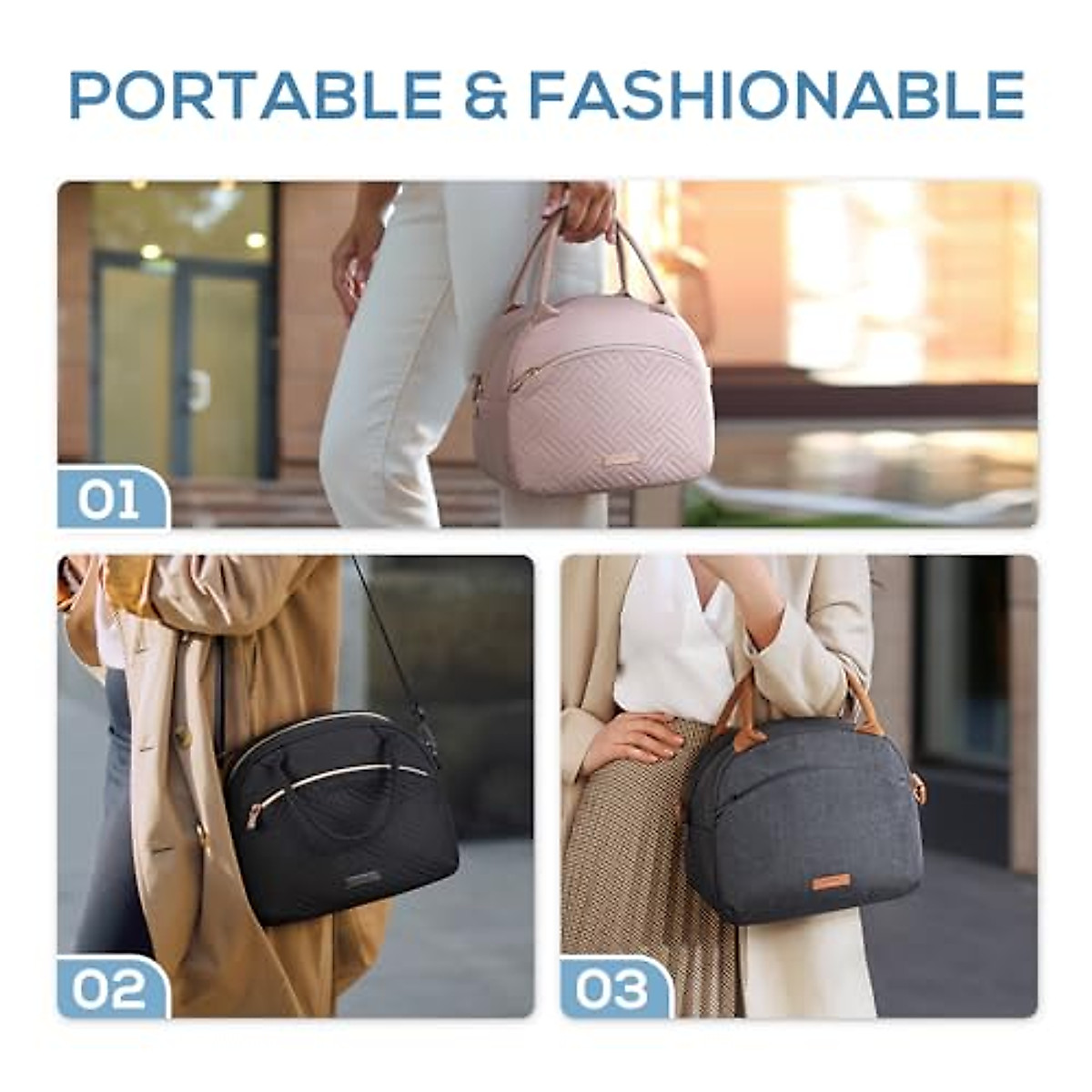 TOURIT Womens Lunch Bag Insulated Lunch Box Cute Lunch Bags for Women, Work, Picnic, Pink