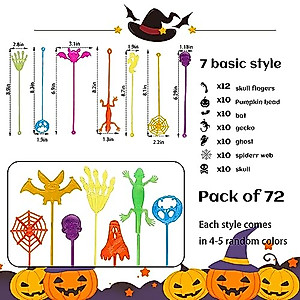 Vellibring 72Pcs Halloween Sticky Hands Party Favors Toys for Kids, Skull Skeleton Bat Ghost Pumpkin Styles Sticky Stretchy Toys for Goodie Bags Fillers Halloween Exchange Gifts Classroom Prizes