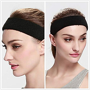 Mallofusa ? 10 PCS Cotton Sports Basketball Headband/Sweatband Head Sweat Band/Brace Gift Party Outdoor Activities (Black)