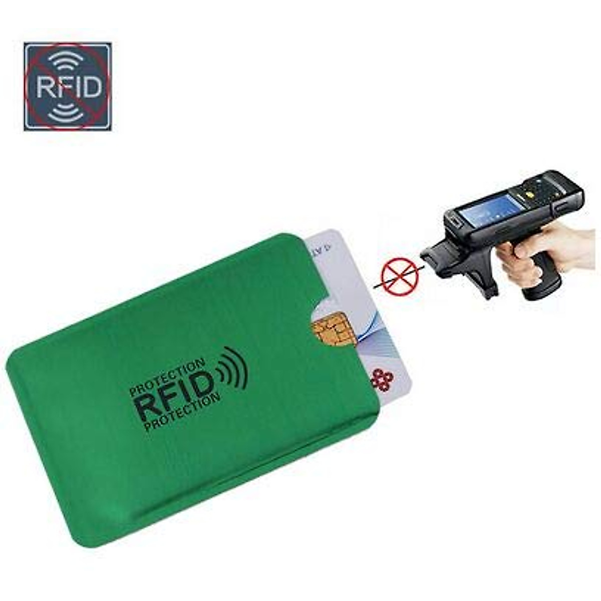 Angelastore Bag Anti Rfid Wallet Blocking Reader Lock Bank Card Holder Id Bank Card Case Protection Metal Credit NFC Holder Aluminium (Green)