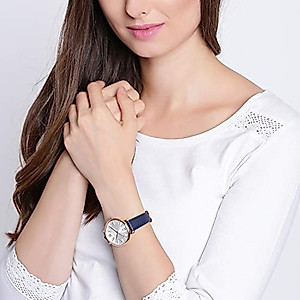 Fossil Women's Jacqueline Quartz Stainless Steel and Leather Watch, Color: Rose Gold, Navy (Model: ES3843)