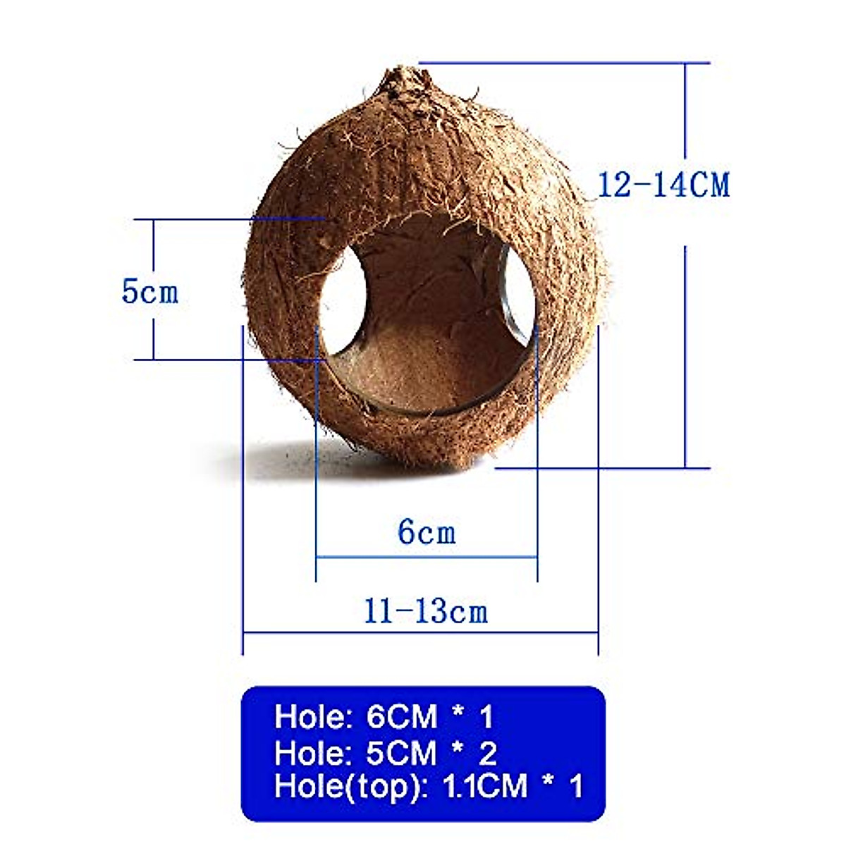 Aquarium Decor Fish Tank Three Hole Coconut Shell Dodge Hole Fish Cave Hole Shelter House Shrimp Nest/Bird's Nest (Coconut Shell & Suction Cup)
