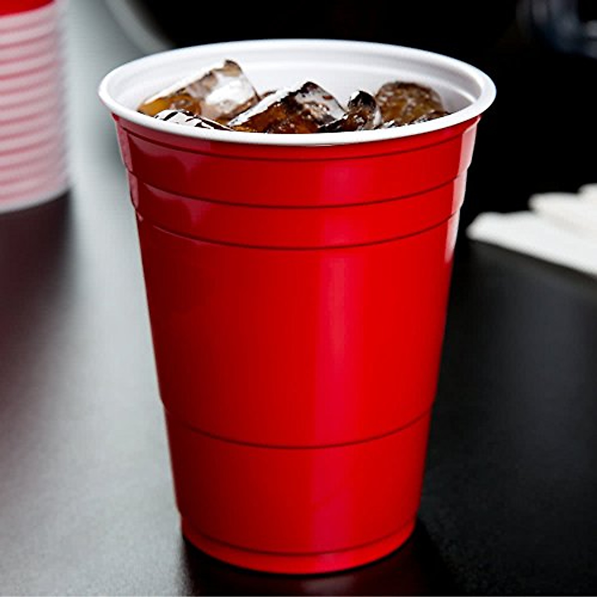 Red Cups - Party Cups - Disposable Plastic Cups [16 oz - 100 Pack] Fun & Durable Party Cups for Drinking & Playing - Bulk Case of 100 Cups, By Stack Man