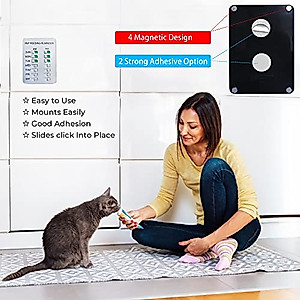 YARKOR Dog Feeding Reminder Magnetic Reminder Sticker,AM/PM Daily Indication Chart Feed Your Pets,Fridge Magnets and Double Sided Tape - Prevent Overfeeding or Obesity (Sliver)