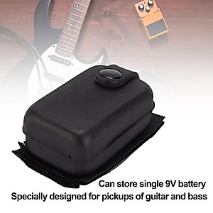Acoustic Guitar Battery Pouch Black Pocket Carrying Case Bag Organizer PU Portable Holster Musical Instrument Accessories for Pickup