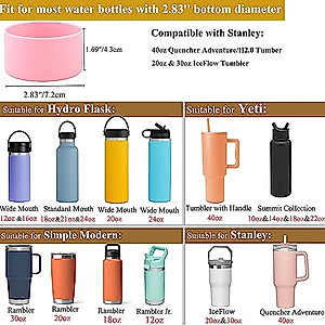 GBYAN 3 Pcs Protective Silicone Boot for Stanley Quencher Adventure 40oz Tumbler & IceFlow 20oz 30oz, Fit for Hydro Flask 12-24 oz, Water Bottle Sleeve Cover Water Cup Bottom Protector