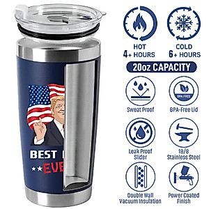 XWLAI Father's Day Papa Gifts from Daughter, Son, Kids - Dad Gifts from Daughter, Son on Fathers Day, Christmas, Birthday, Best Dad Ever Tumbler 20Oz, Stainless Steel Tumbler