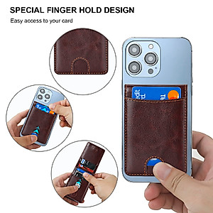 KIHUWEY for MagSafe Wallet Card Holder with Magnetic, Mag Safe Leather Detachable Kickstand RFID Wallet for iPhone 15/14 Pro Max/14 Pro/14/14 Plus/13/12 Series Not for iPhone 13/12 Mini (Brown)