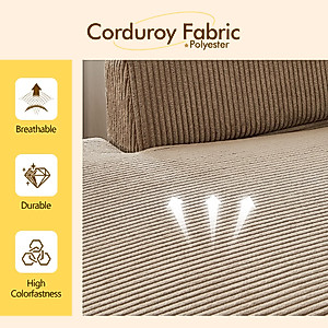 96" L Shaped Sectional Sofa Couches for Living Room,Corduroy Modern Modular Sofa Couch with Reversible Chaise,Comfy 3 Seater Convertible Reversible Sofa for Home Office Apartment Bedroom (Camel)