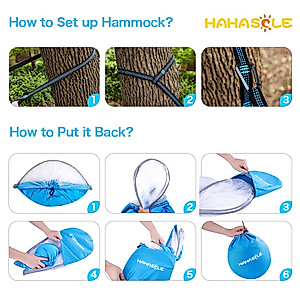 HAHASOLE Camping Hammock with Mosquito Net - Includes Tree Straps & Carabiners - Ripstop Nylon Lightweight & Portable Travel Bed Set with Bug Net for Hiking Backpacking Beach, Easy Setup Outdoor Gear