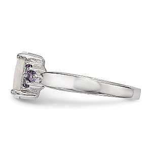 IceCarats 925 Sterling Silver Oval Created Opal Purple Cubic Zirconia CZ Statement Ring Size 6