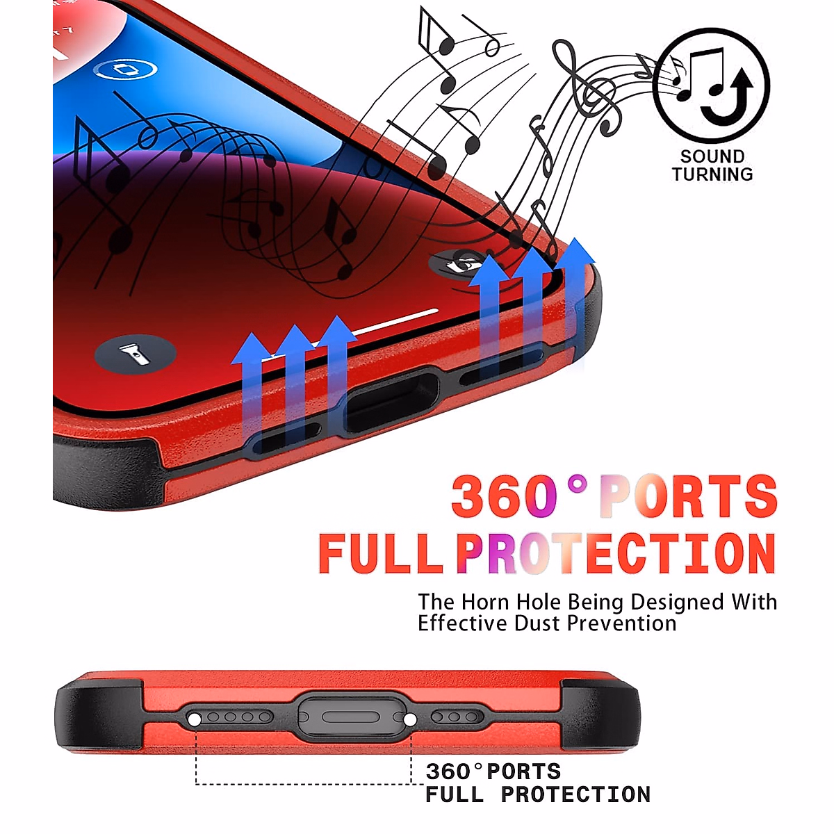 Diverbox for iPhone 14 Case [Shockproof] [Dropproof] [Tempered Glass Screen + Camera Lens Protector],Heavy Duty Protection Phone Case Cover for Apple iPhone 14 (Red)