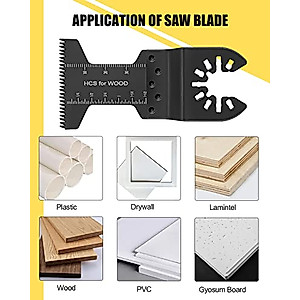60pcs Oscillating Saw Blades, 2023 Upgrade Efficient Oscillating Blades, Japanese Long Teeth, Quick Release Multi Tool Blades Kits for Plastics, Universal Multitool Blades Wood Fit Almost All Model